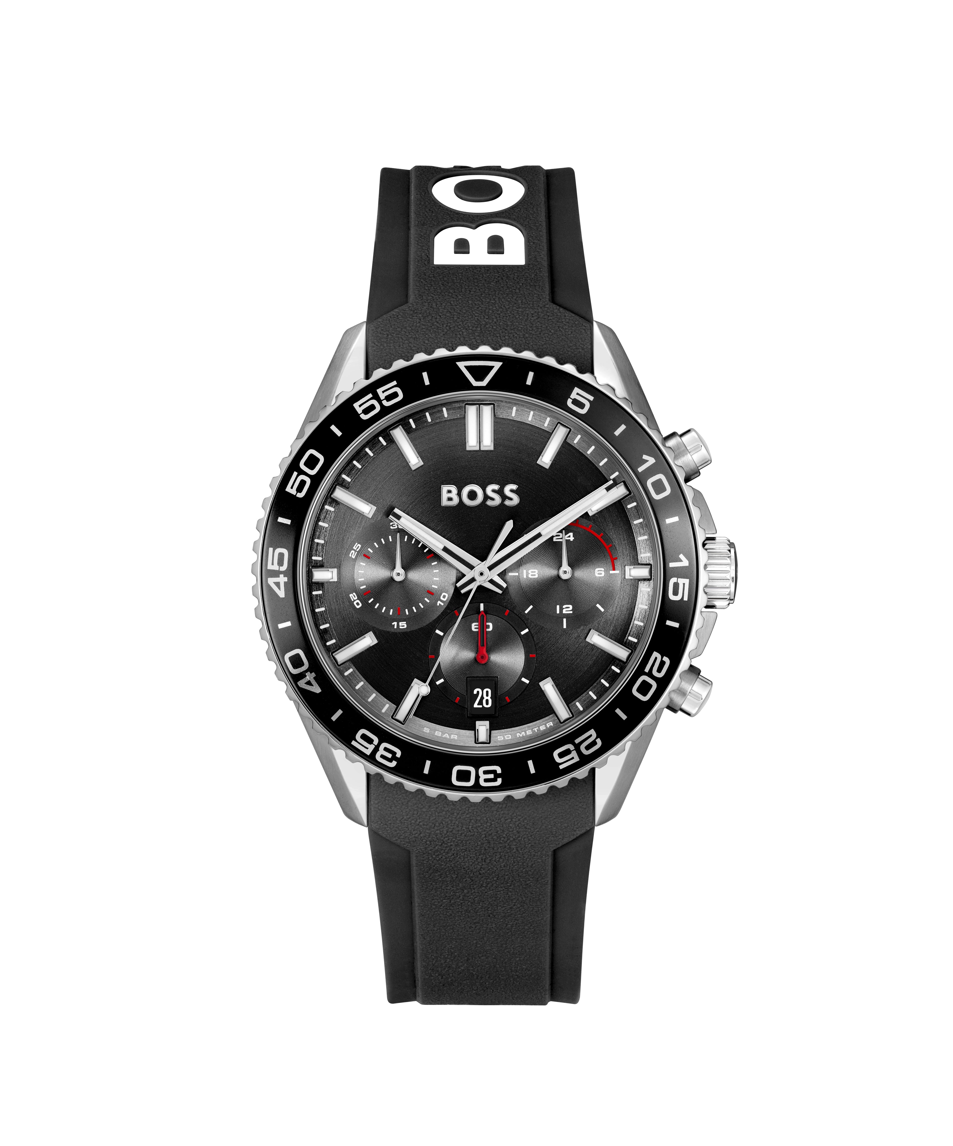 Boss Gents Runner Quartz Black Silicone Strap Watch